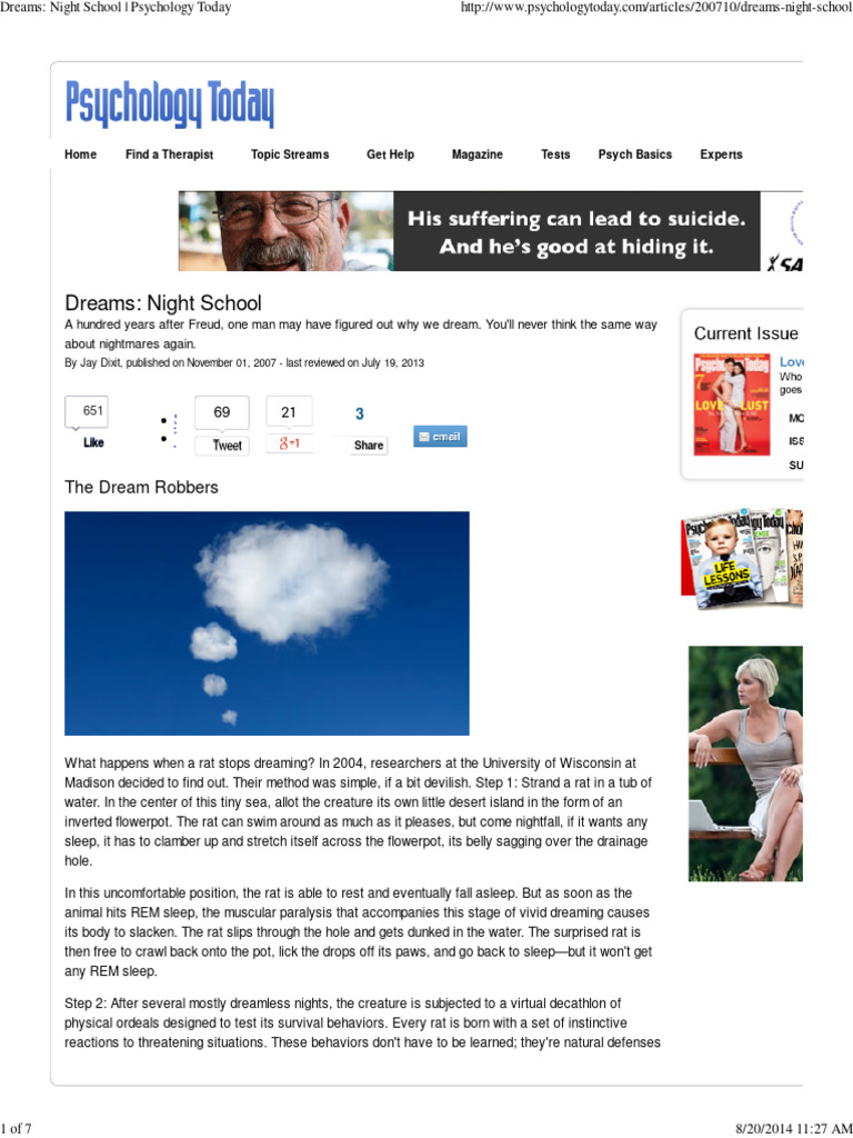 Dreams - Night School - Psychology Today | PDF | Dream | Sleep