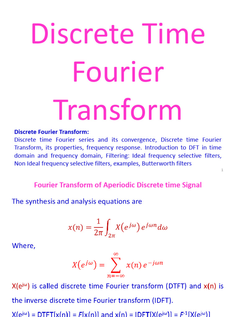 7 Discrete Time Forier Transform | PDF | Fourier Transform | Discrete ...
