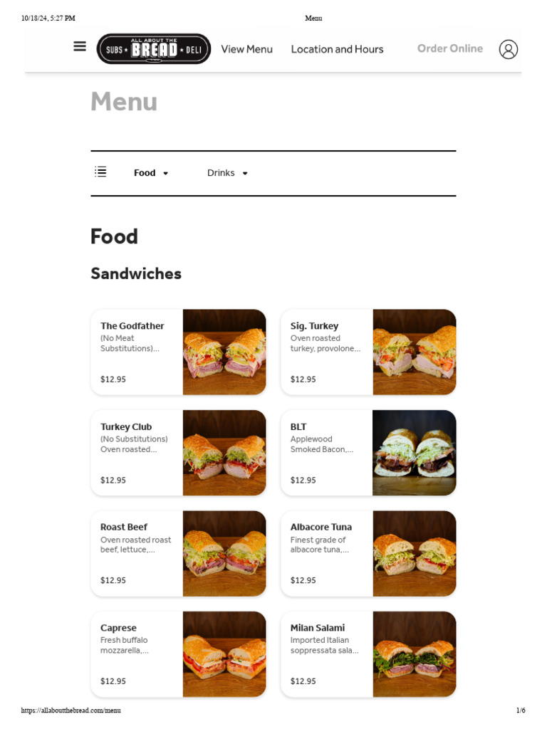 all about that bread Menu | PDF | Salad | Turkey Meat