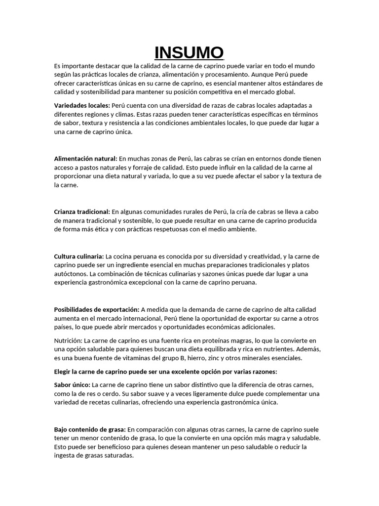 INSUMO | PDF | Carne | Nutrición