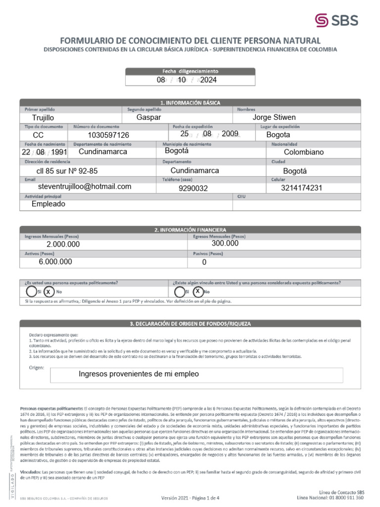 SARLAFT SBS PERSONA NATURAL | PDF SARLAFT SBS PERSONA NATURAL | PDF