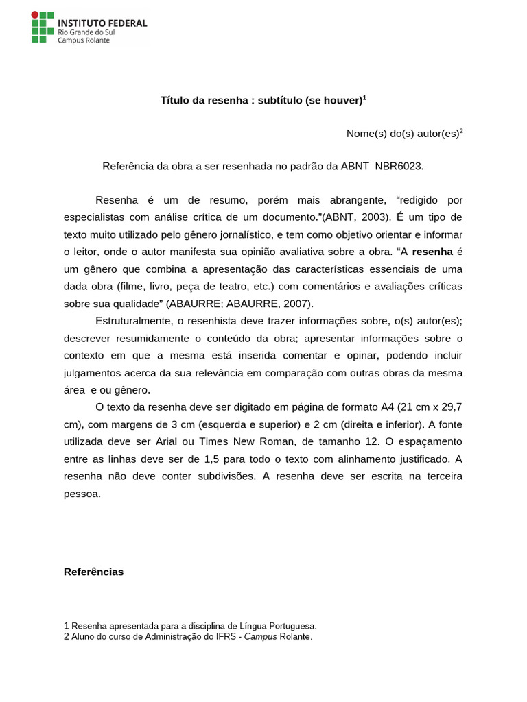 Modelo de Resenha | PDF