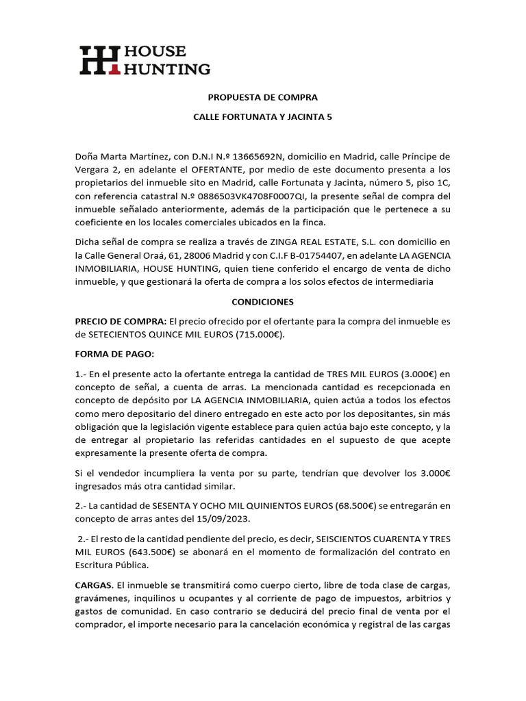 Propuesta de Compra Inmueble Madrid | PDF | Economias