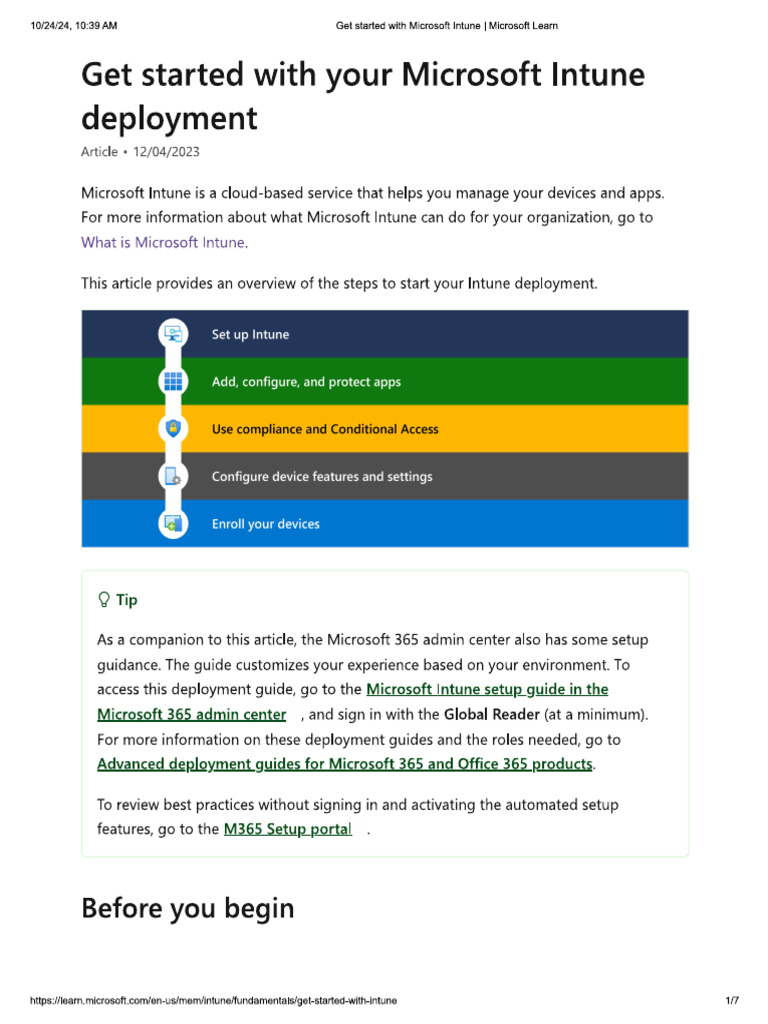 Get Started With Your Microsoft Intune Deployment | PDF