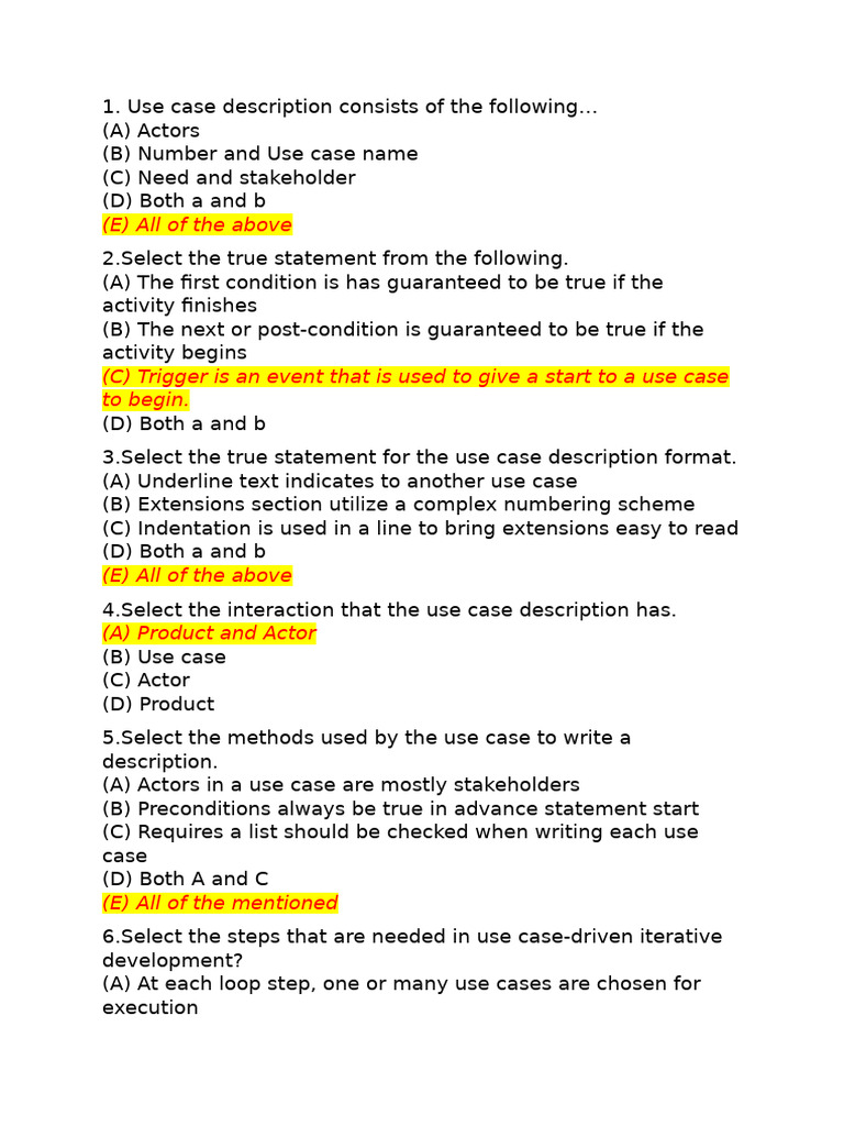 Usecase Multiple Choice | PDF | Use Case | Computer Science