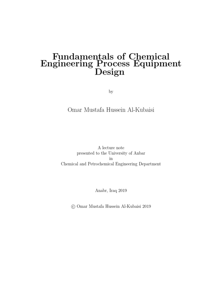 Fundamentals of Chemical Engineering Process Equipment Design | PDF ...