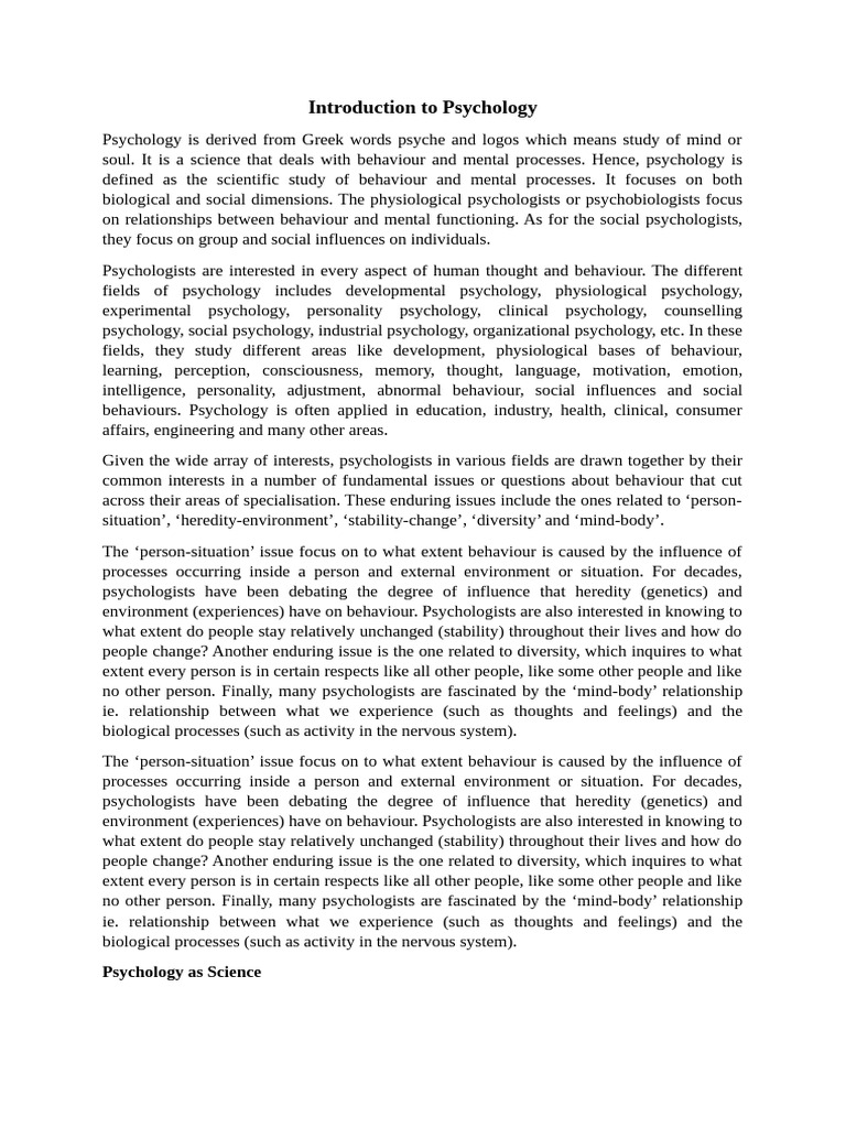 Overview of Psychology as Science | PDF | Psychology | Science