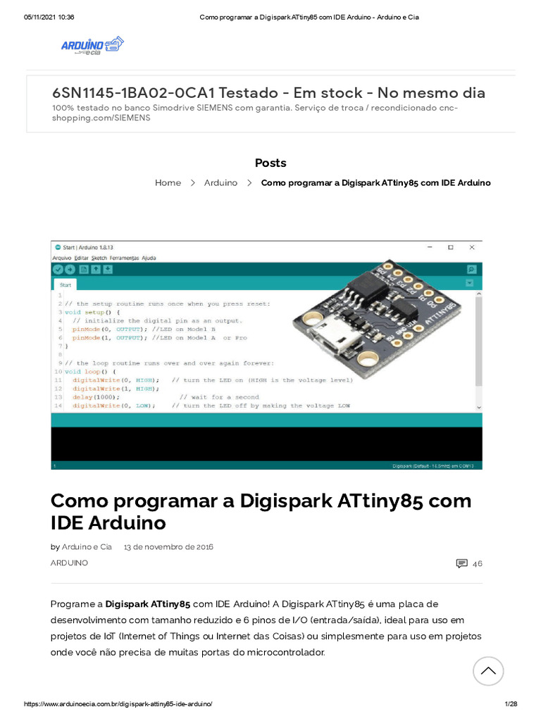 Como Programar A Digispark Attiny85 Com Ide Arduino Arduino E Cia