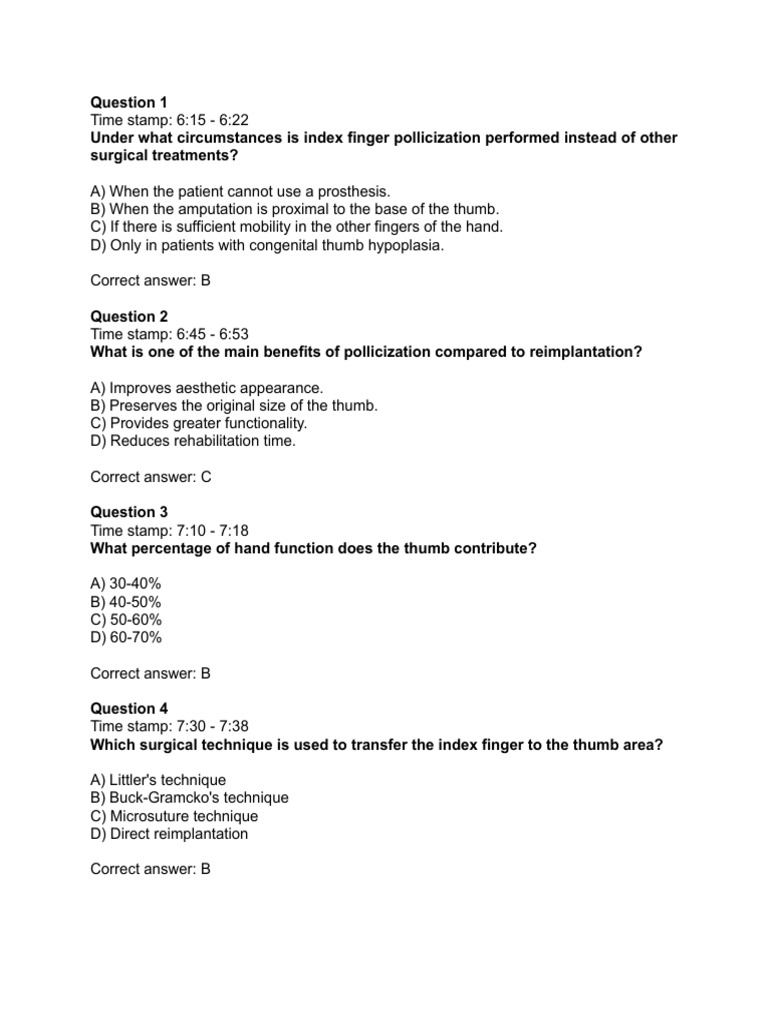 Index Finger Pollicization FAQs | PDF