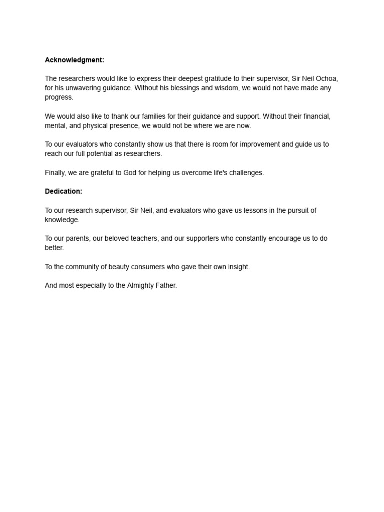 Acknowledgment and Dedication | PDF