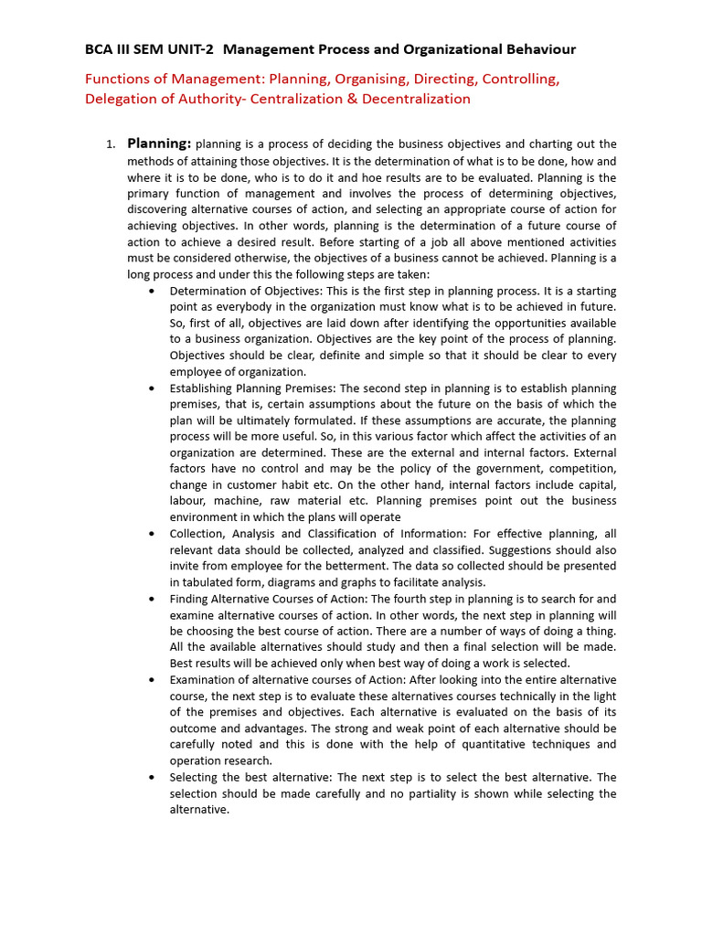 Bca III Unit2 | PDF | Decentralization | Performance Appraisal