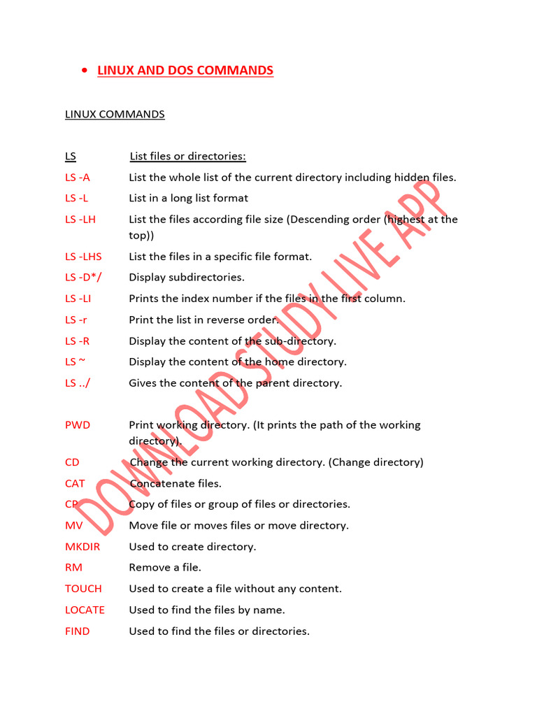 Linux & DOS Command Guide | PDF | Computer File | Directory (Computing)