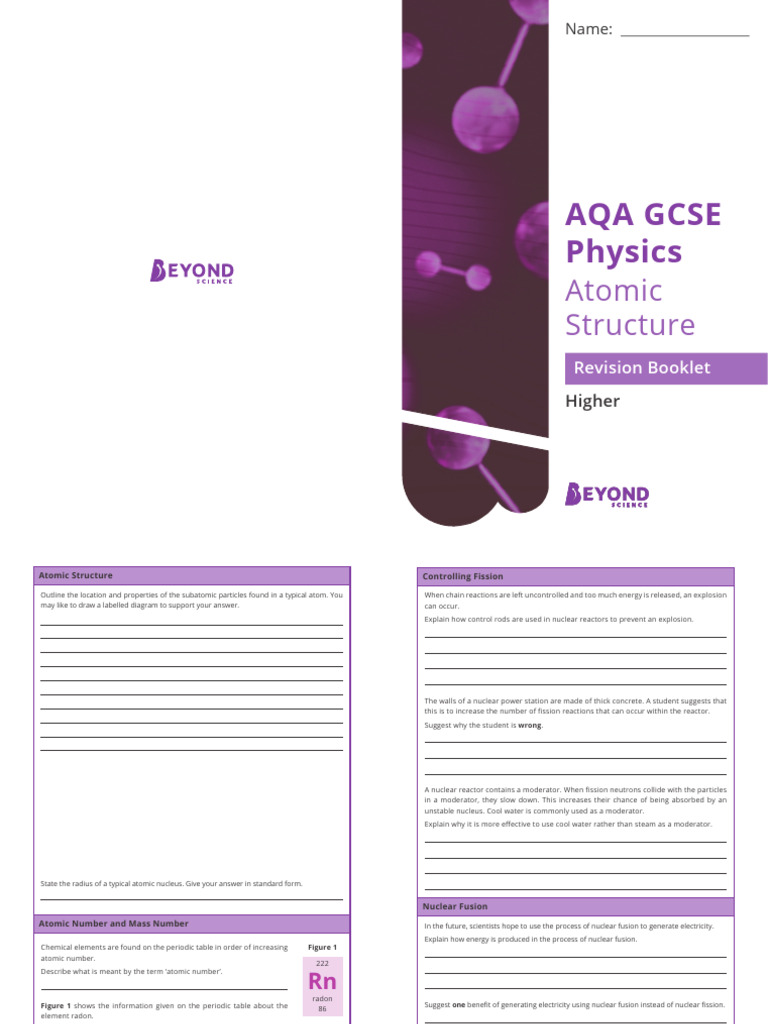 AQA GCSE Physics Atomic Structure | PDF | Nuclear Physics | Radioactive ...