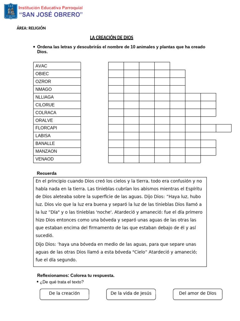 Ficha Religión | PDF