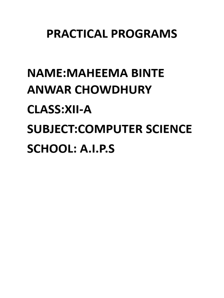 Practical Programs | PDF | Business | Computers