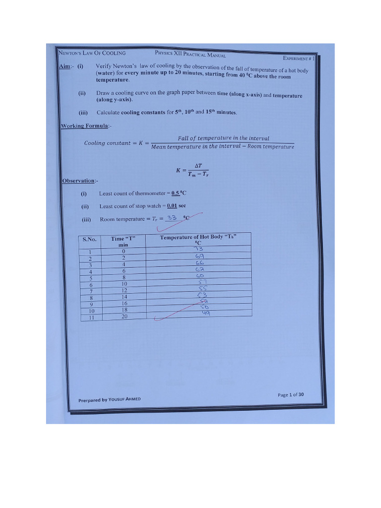 XII Physics Practical Observations | PDF