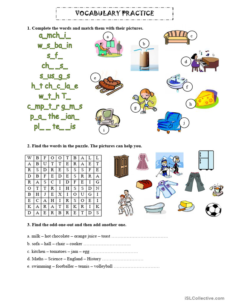 Vocab Practice - Revision - 2 Pages | PDF