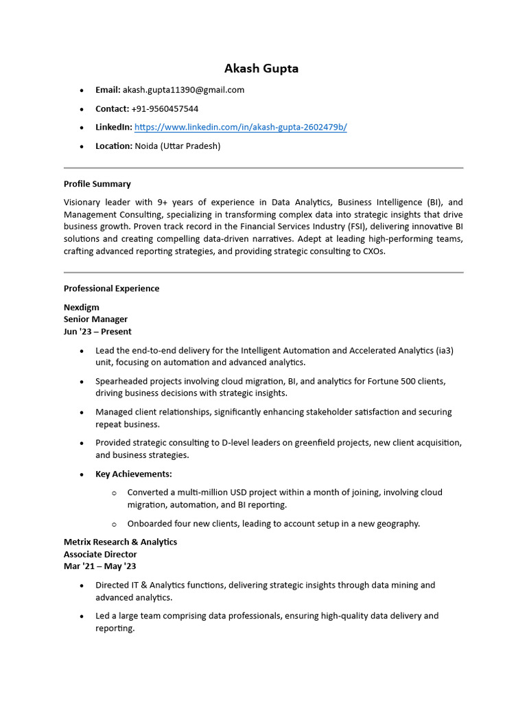 Akash Gupta Resume 200824-2 | PDF | Business | Information Technology ...