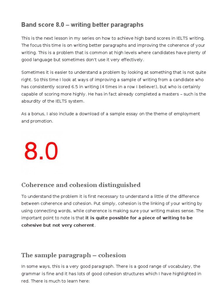 Band Score 8 | PDF | Paragraph | Essays