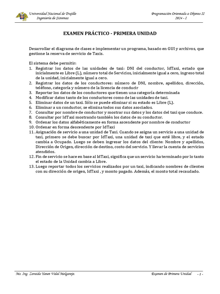 E1 Examen Unidad Práctica 1T | PDF