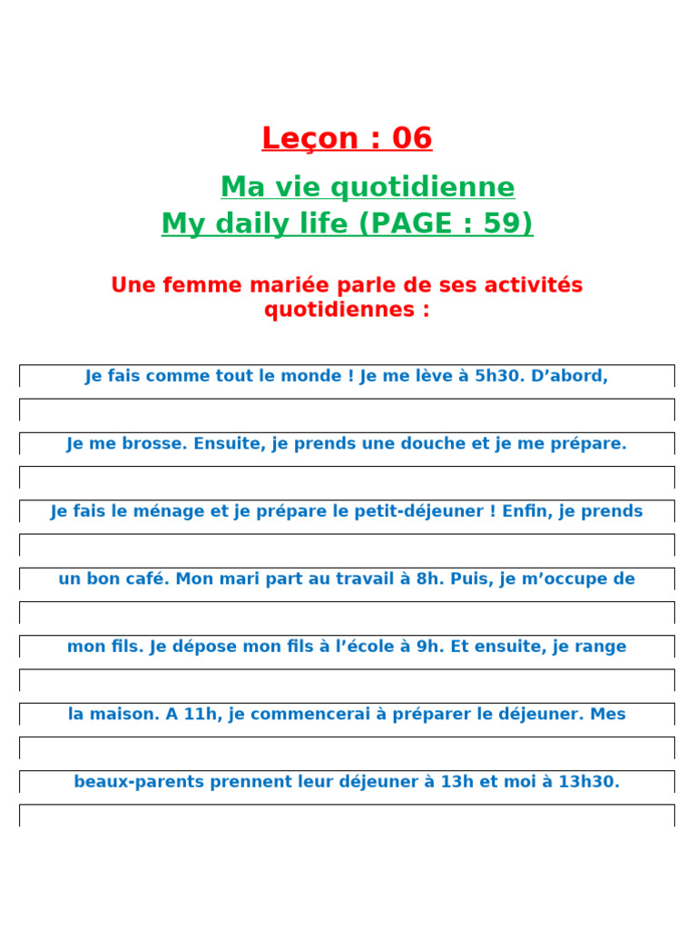 Ma Vie Quotidienne (Sans Les Reponses) | PDF