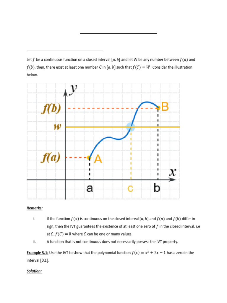 CALCULUS I-The Intermediate Value Theorem (IVT) | PDF | Function ...