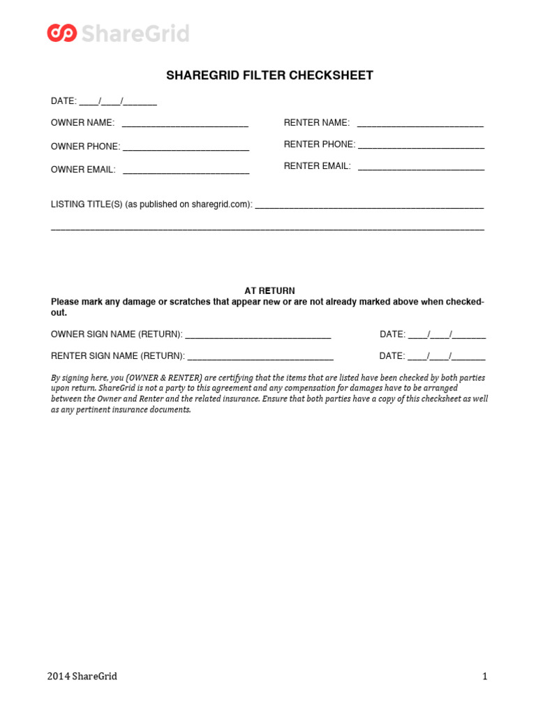 Sharegrid Filter Checksheet | PDF | Computers