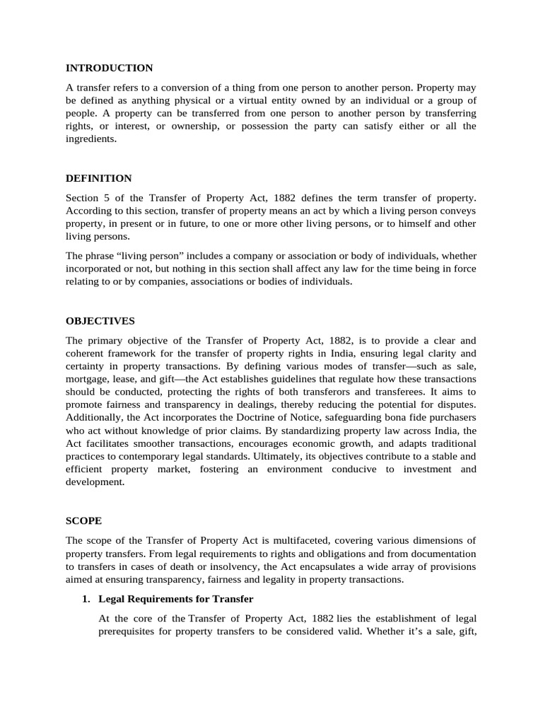 Definition, Objects and Scope of Tpa | PDF | Property | Civil Law ...
