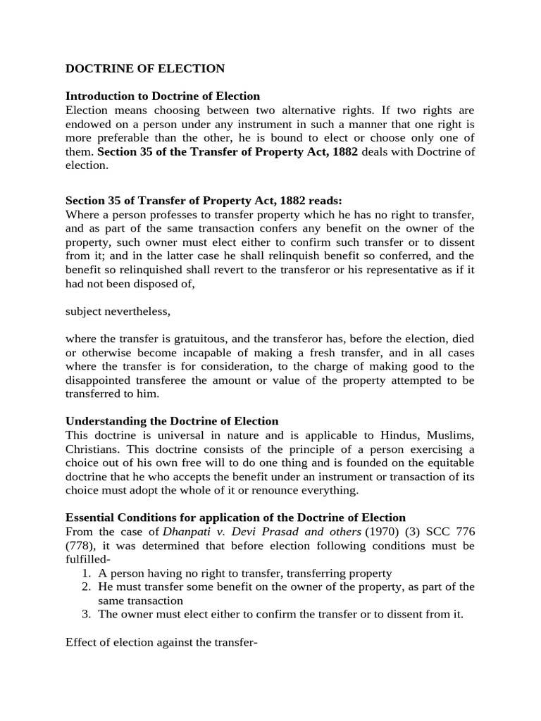 DOCTRINE OF ELECTION | PDF | Property | Private Law