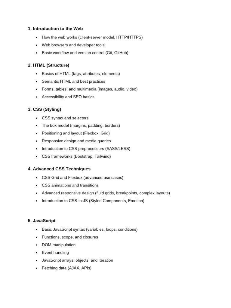 4th Year Front End Syllabus | PDF | Java Script | World Wide Web