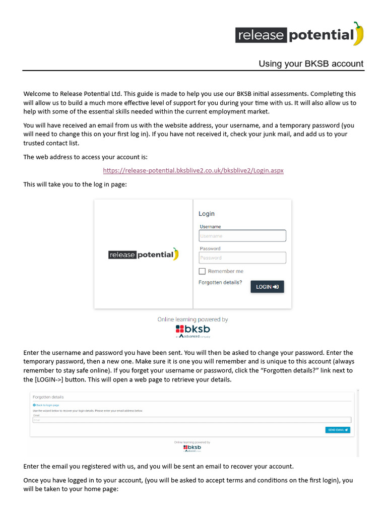 BKSB Learner Activities V1.1 | PDF | Login | Password