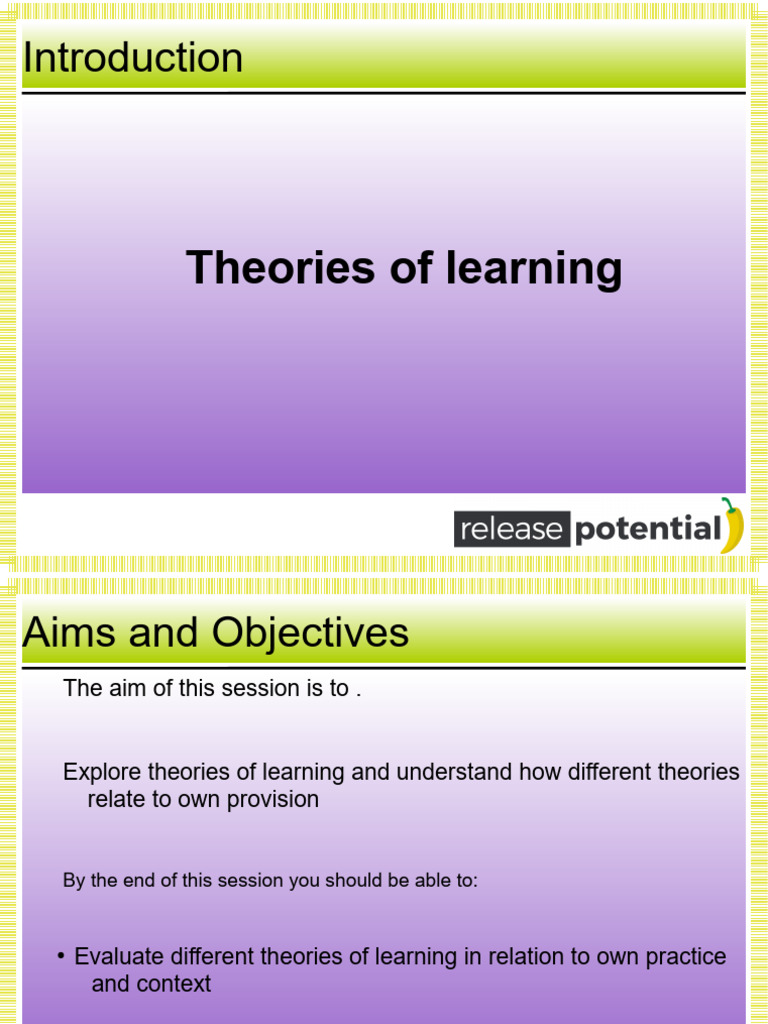 Theories of Learning Presentation | PDF | Learning Styles | Learning