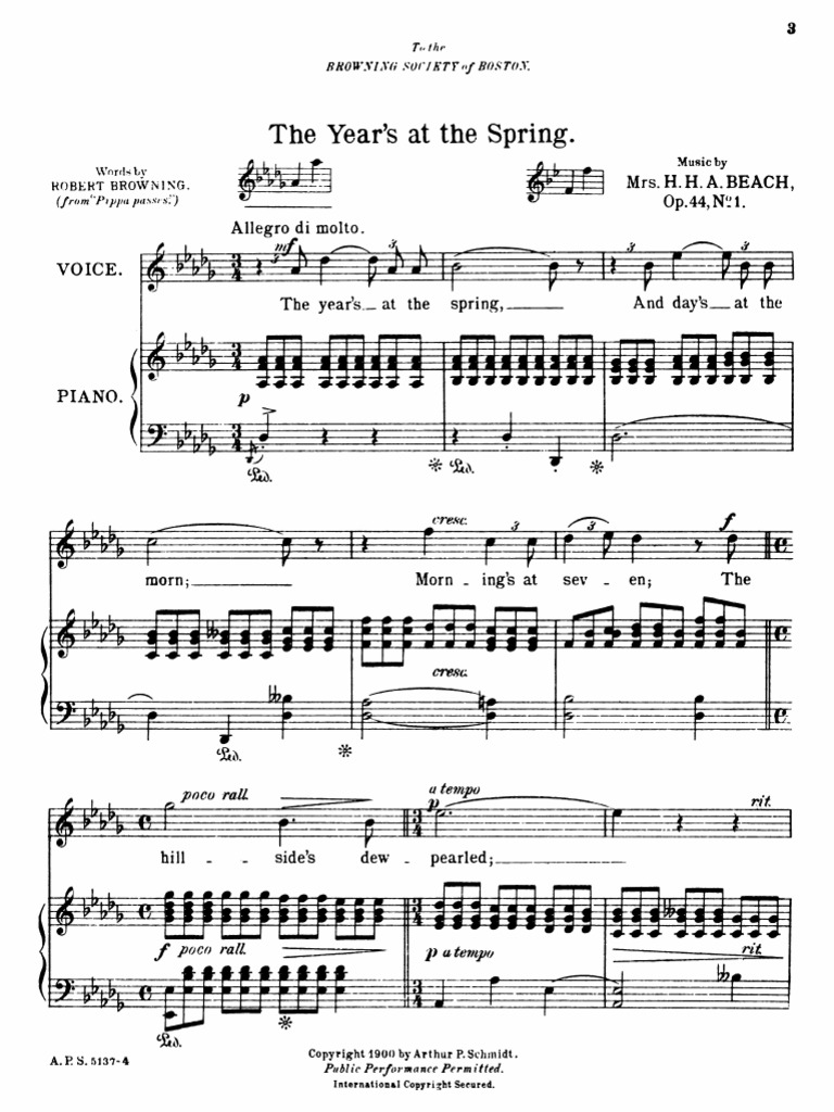Amy Beach - 3 Browning Songs Op.44 | PDF
