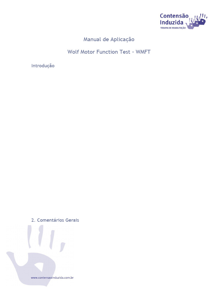 Manual do Wolf Motor Function Test | PDF | Tempo | Cotovelo