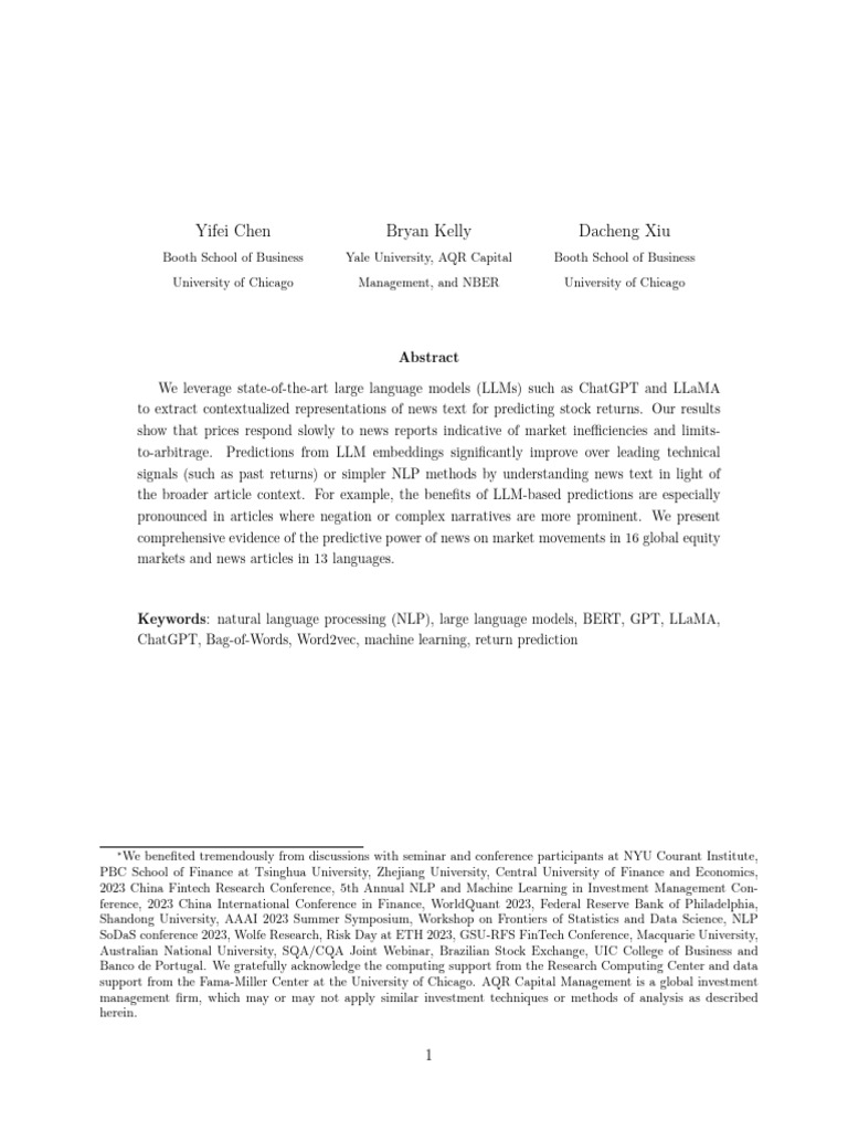 Chen Kelly Xiu LLM 2024 | PDF | Machine Learning | Learning