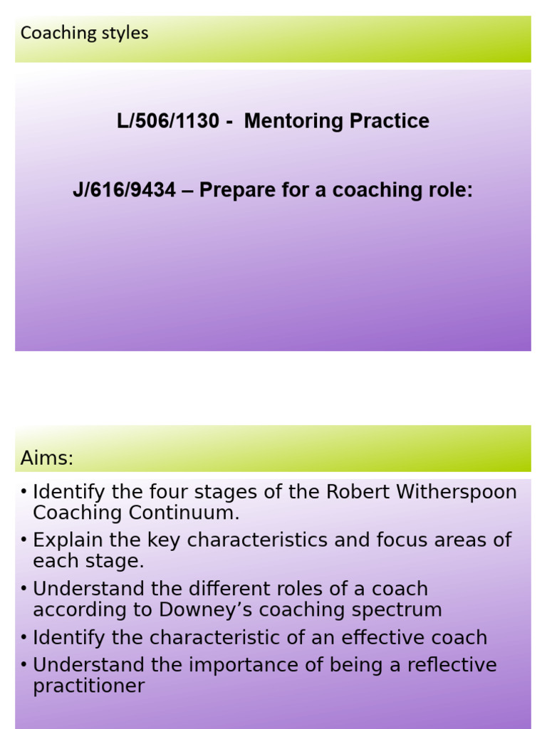 Coaching Continuum Witherspoon and Downey | PDF | Leadership | Goal
