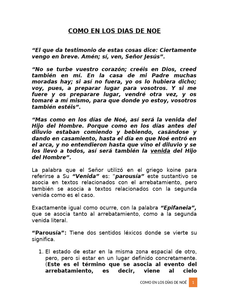 COMO EN LOS DIAS DE NOE 2 | PDF | Noé | Segundo advenimiento