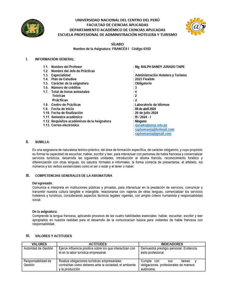 035d-Francés I | PDF | Evaluación | Idioma francés