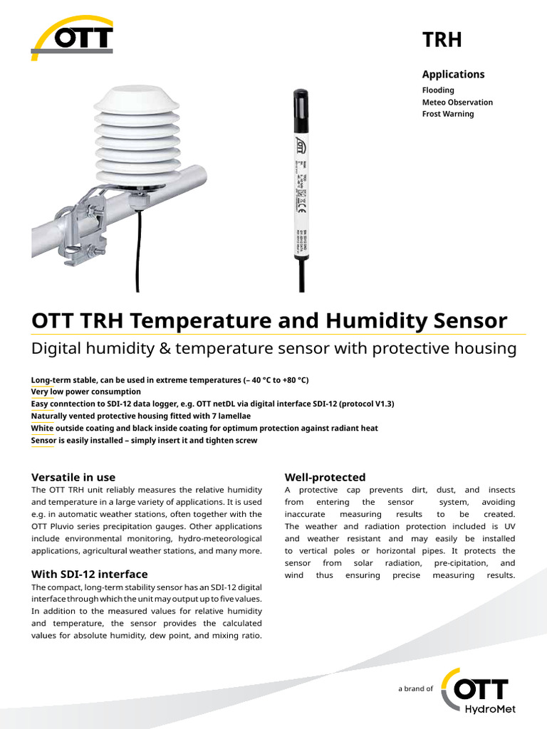 OTT TRH Temperature & Humidity Sensor | PDF | Humidity | Sensor