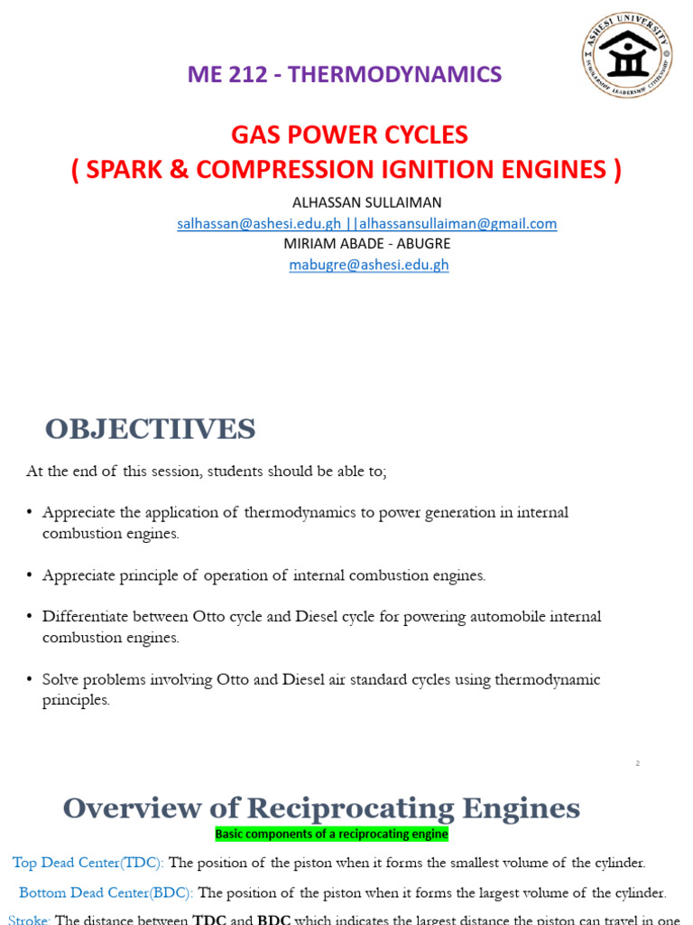 Gas Power Cycles: Otto & Diesel Engines | PDF | Internal Combustion ...