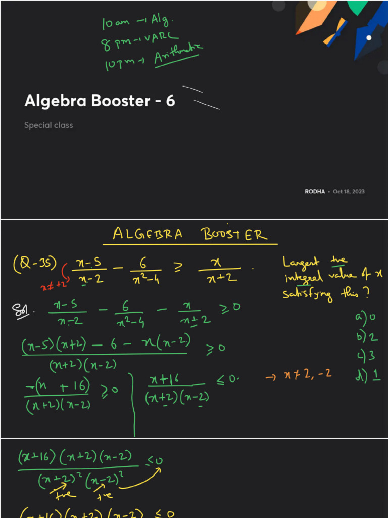 Algebra Booster 6 With Anno | PDF