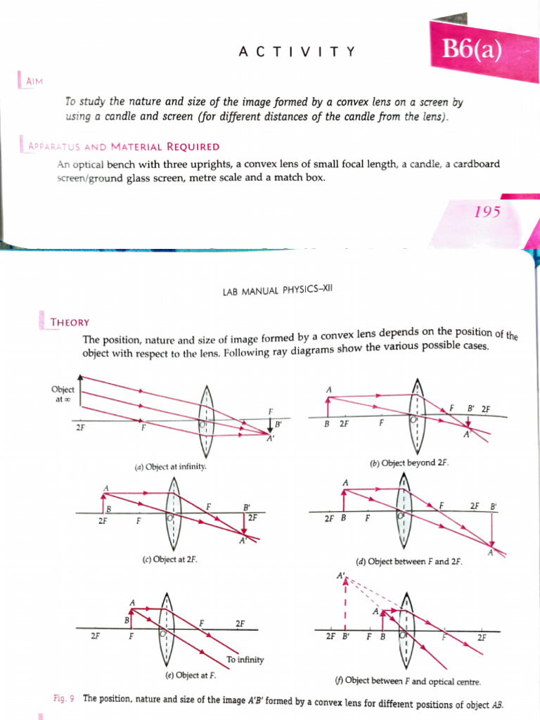 Image Formation by Convex Lens Experiment | PDF | Optics | Atomic