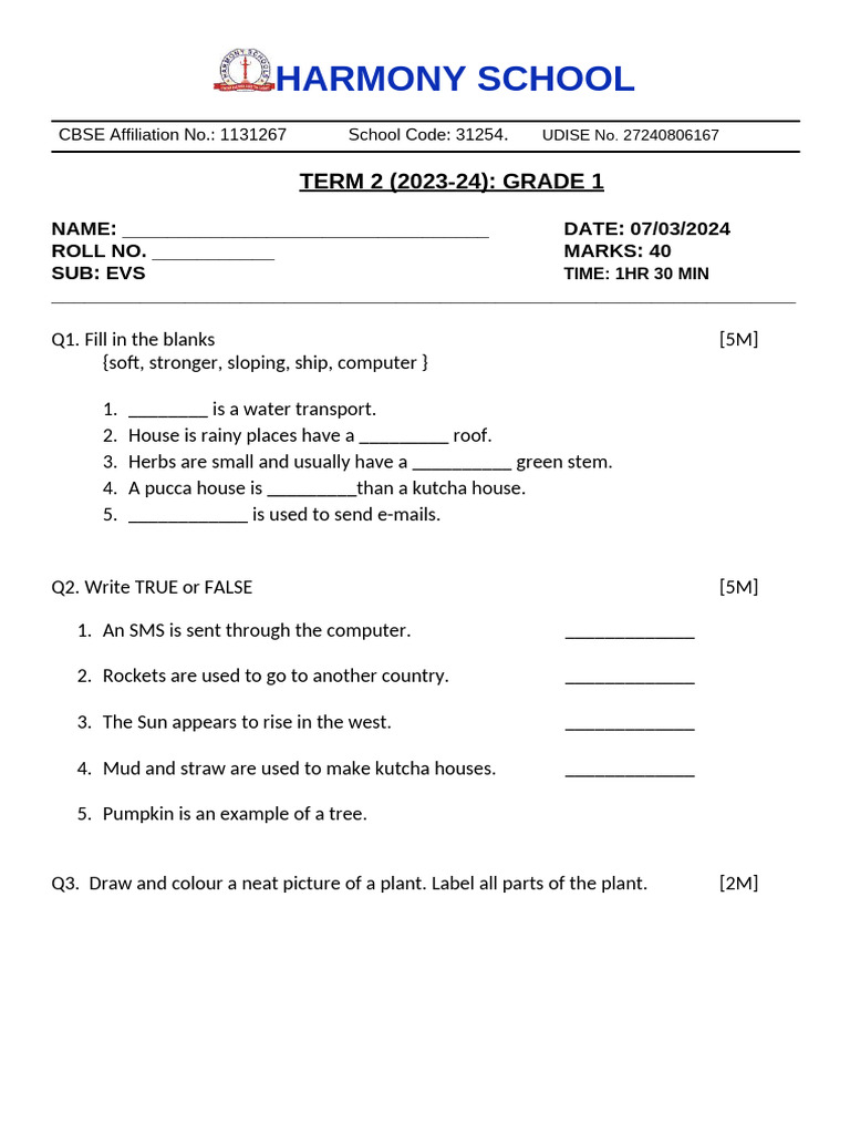 Term 2 Evs Paper Pdf