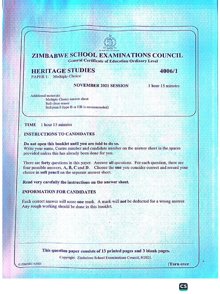 O'Level Heritage p1 2021 | PDF