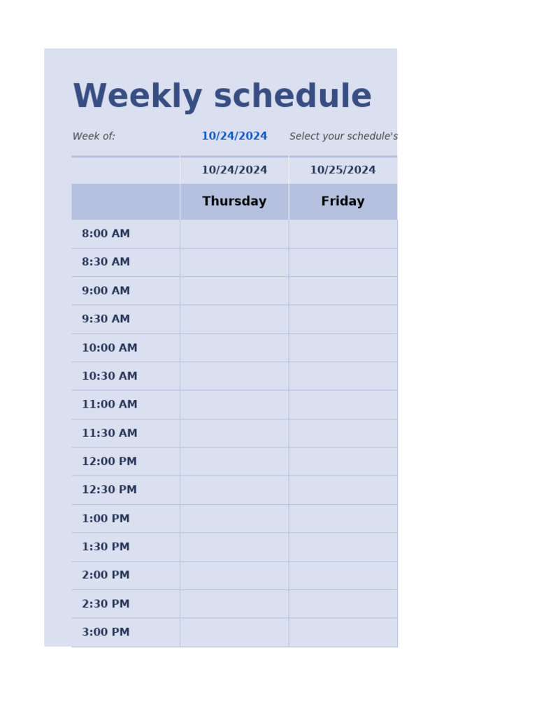 Simple Weekly Schedule | PDF | Home & Garden | Science & Mathematics