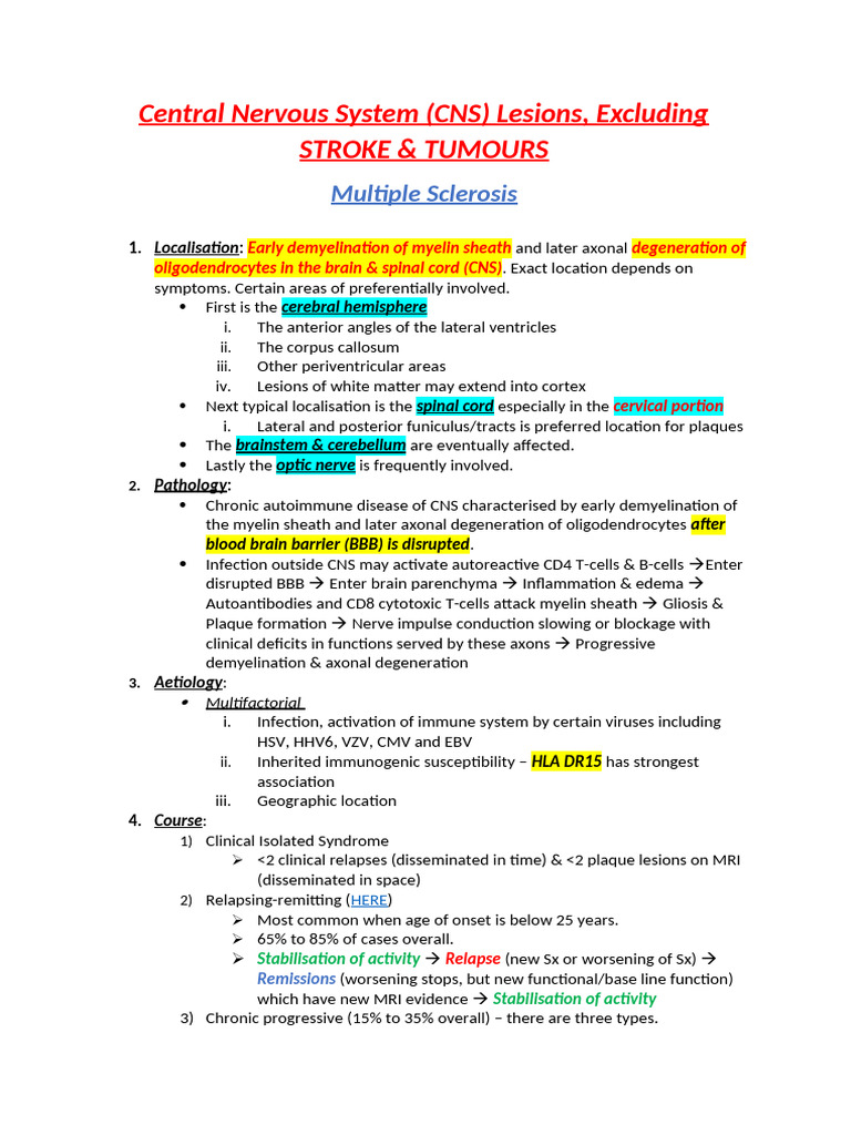 [DONE] Central Nervous System (CNS) Lesions, Excluding STROKE & TUMOURS | PDF | Epilepsy ...