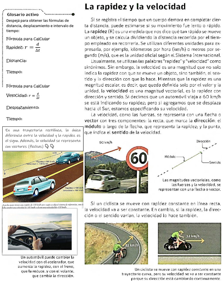 Fórmulas de Movimiento: Rapidez y Velocidad | PDF | Velocidad | Velocidad