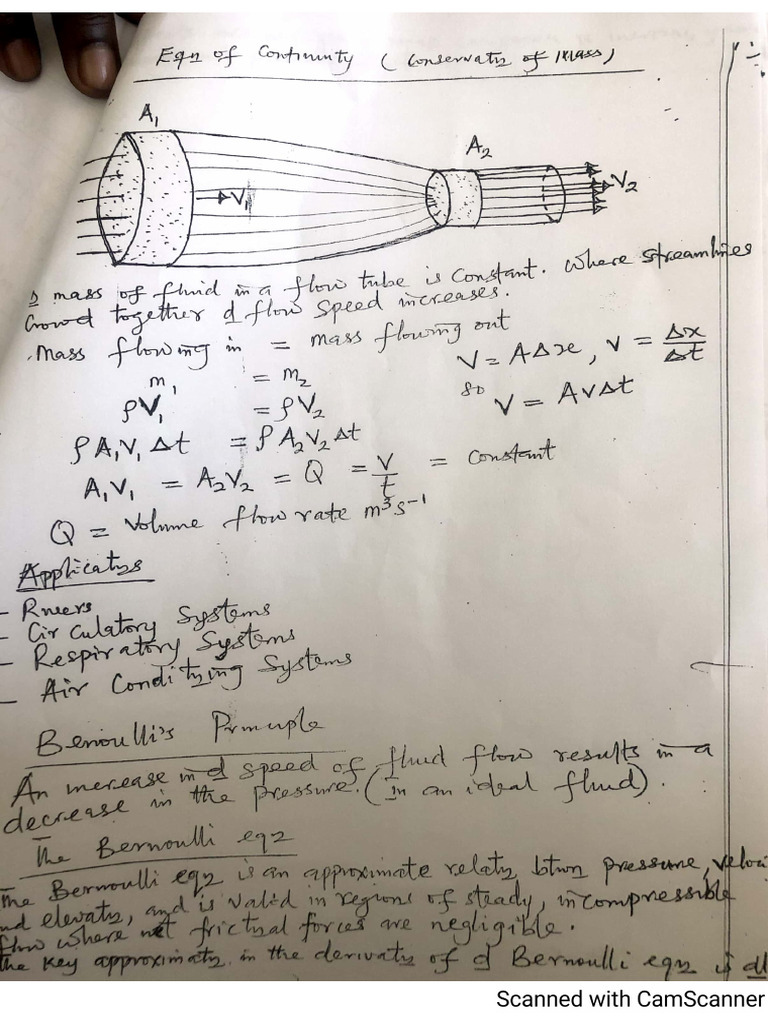 PHY101 Eqn of Continuity | PDF