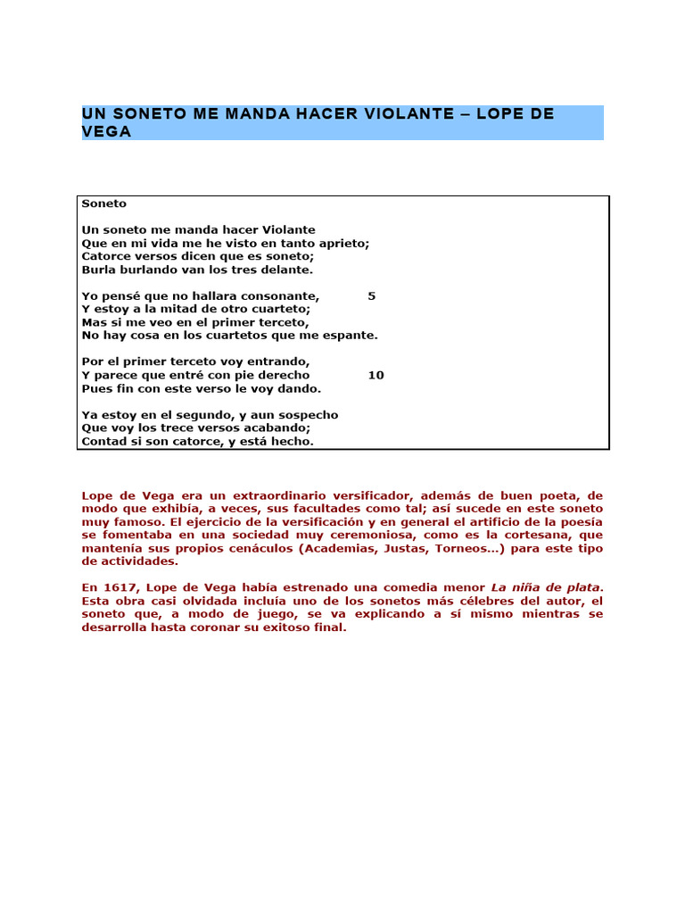 Plantilla - Un Soneto Me Manda | PDF | Arte