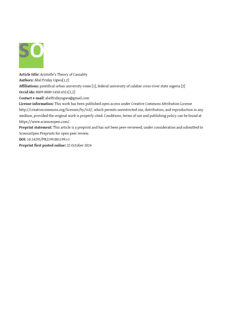 Aristotle's Theory of Causality | PDF | Causality | Aristotle